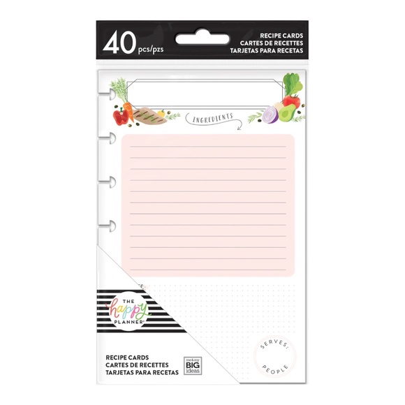 Happy Planner | Office | Happy Planner Recipe Cards Mini Filler Paper ...
